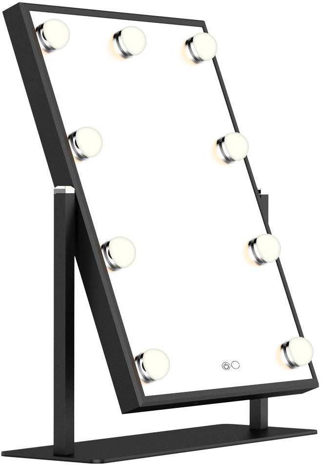 SPEGILL MEÐ 9 LED PERU LJÓSUM (Svartur) – Daría